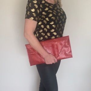 Bags | New Gorgeous Snake Skin Texture Red Clutch Purse | Poshmark
